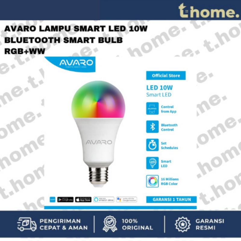 Jual AVARO Lampu Smart LED 10W Bluetooth Smart Bulb RGB+WW | Shopee ...