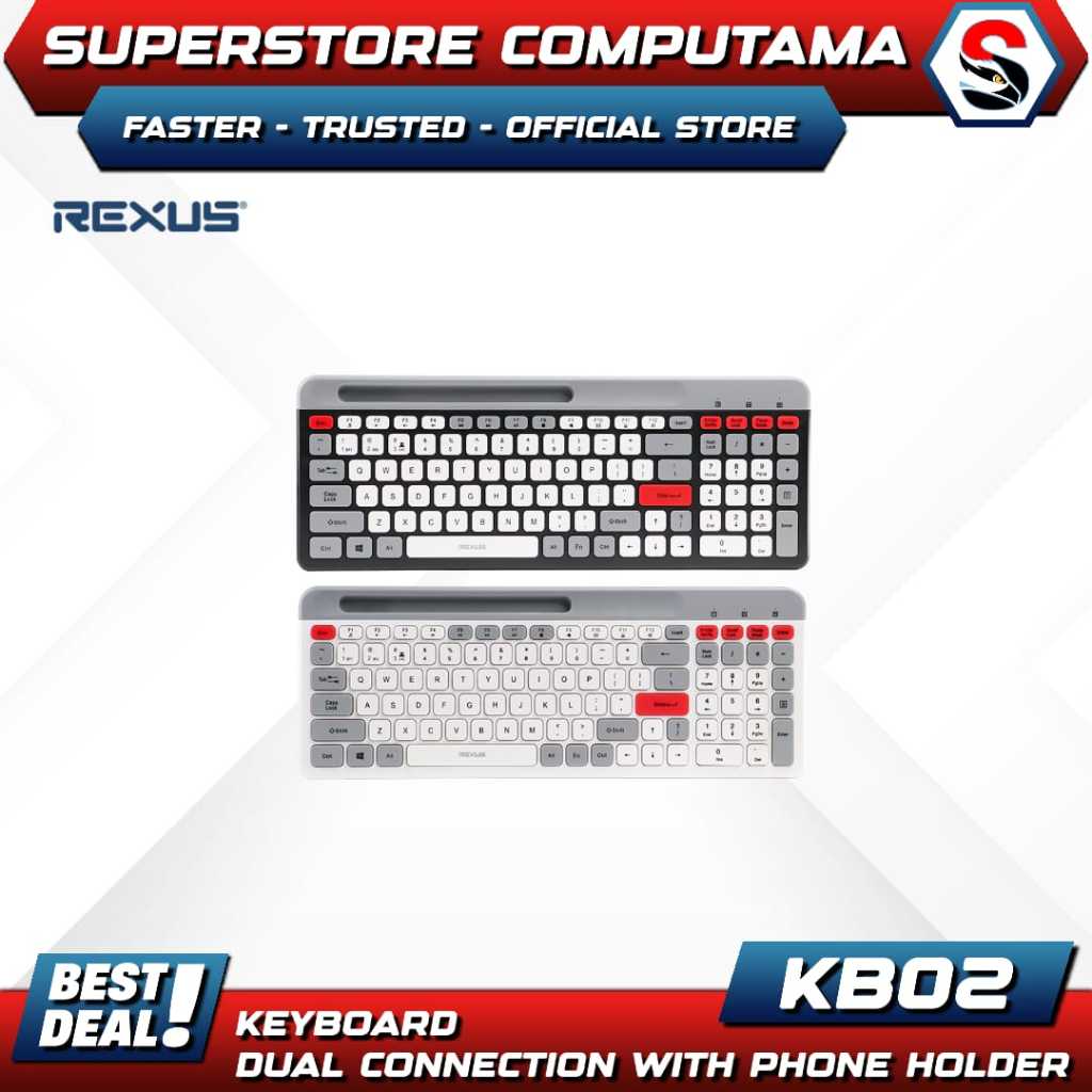 Jual Keyboard Rexus KB02 Dual Connection Bluetooth & Wireless With ...