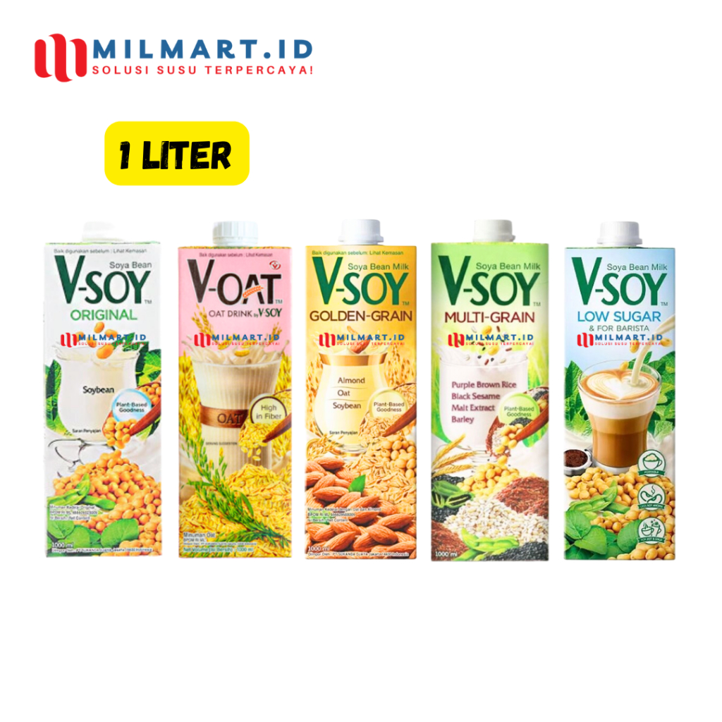 Jual V-SOY LOW SUGAR V OAT SOY MILK 1 LTR MINUMAN SUSU KACANG KEDELAI OAT PREMIUM VSOY SUSU ...