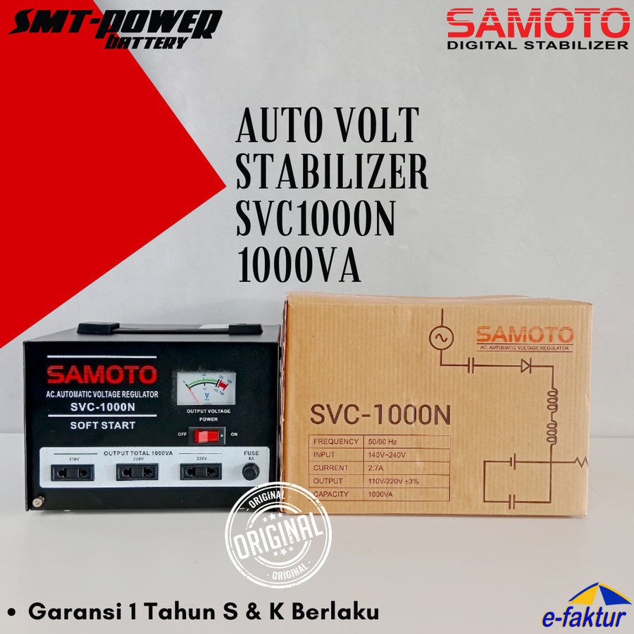 Jual STABILIZER SAMOTO 1000VA Original garansi 1 tahun RESMI SVC-1000N ...