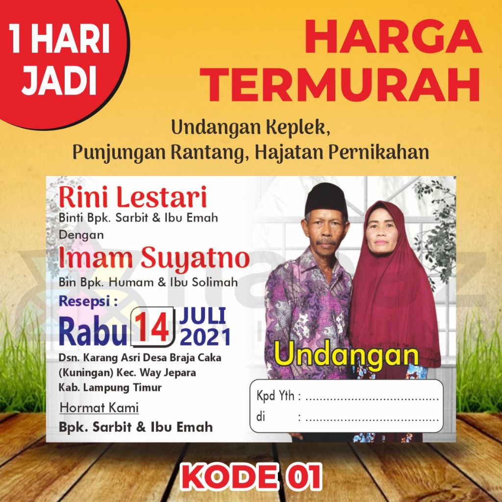 Jual Keplek Undangan Punjungan Pernikahan Bolak Balik Denah + Foto DLL ...