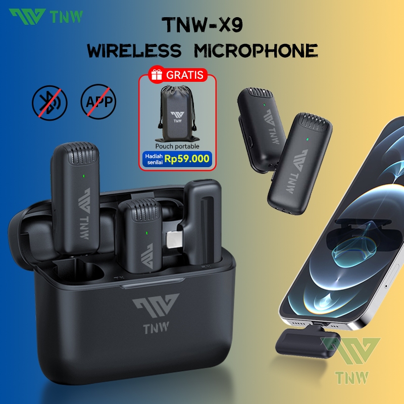 Jual TNW-X9 Wireless Dual Lavalier Microphone Plug & Play Lapel Mic ...