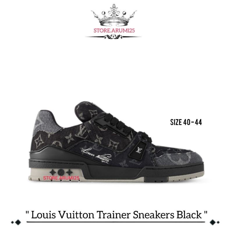 Jual Sepatu Sneakers Pria/Wanita Louis Vuitton Trainer Sneakers Black ...