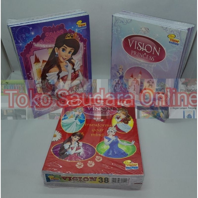 Jual 3Pak Buku Tulis Vision 38 Lembar Isi 30 Buku Motif Cantik Buku ...