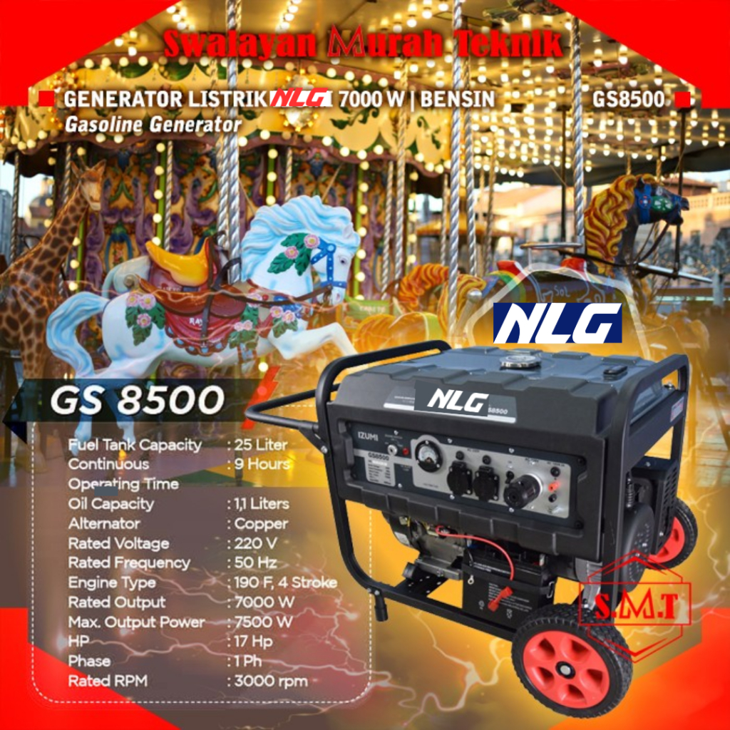 Jual NLG GS8500 MESIN GENSET GENERATOR LISTRIK BENSIN 7000 WATT 7 KW ...