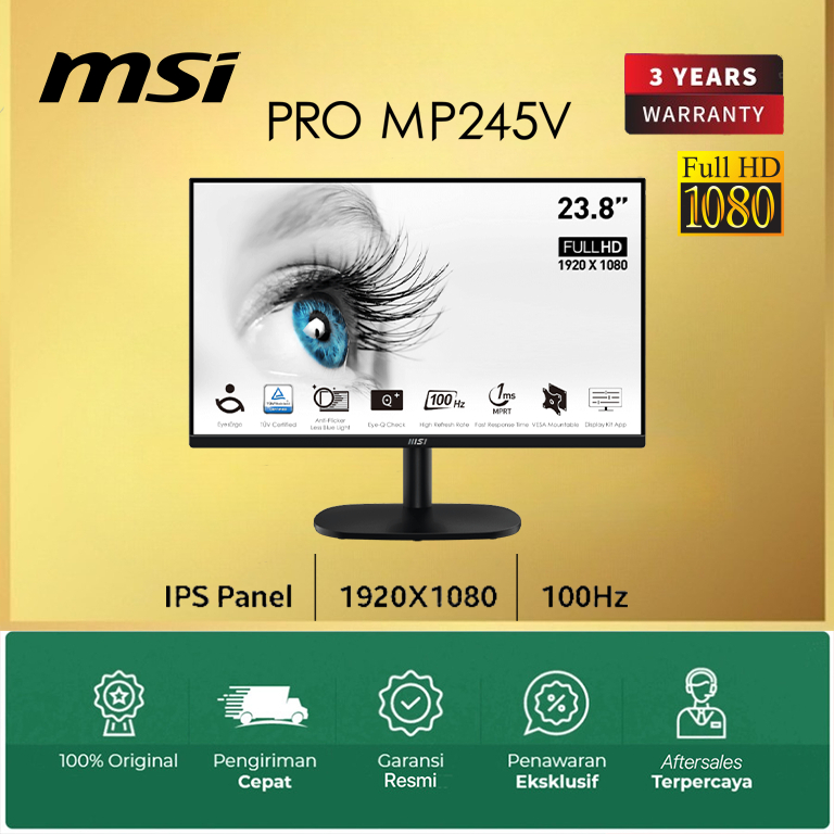 Jual Monitor LED MSI PRO MP245V Business Productivity - Full HD 100Hz 24" Inch | Shopee Indonesia