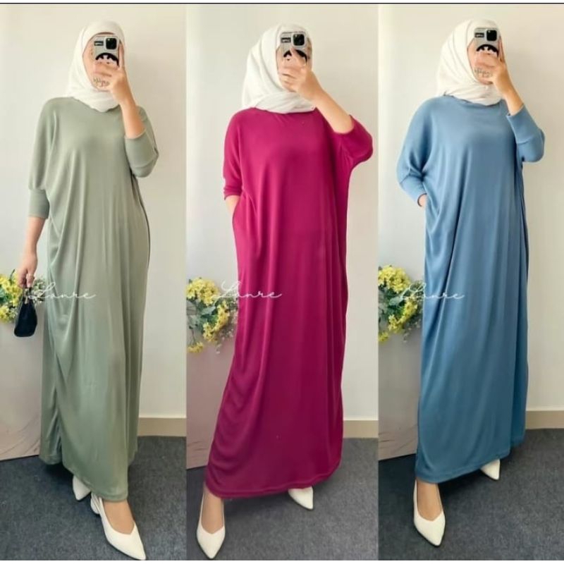 Jual GH-Rosa Batwing Dress Bahan Knit Rib Premium-Gamis BATWING ...