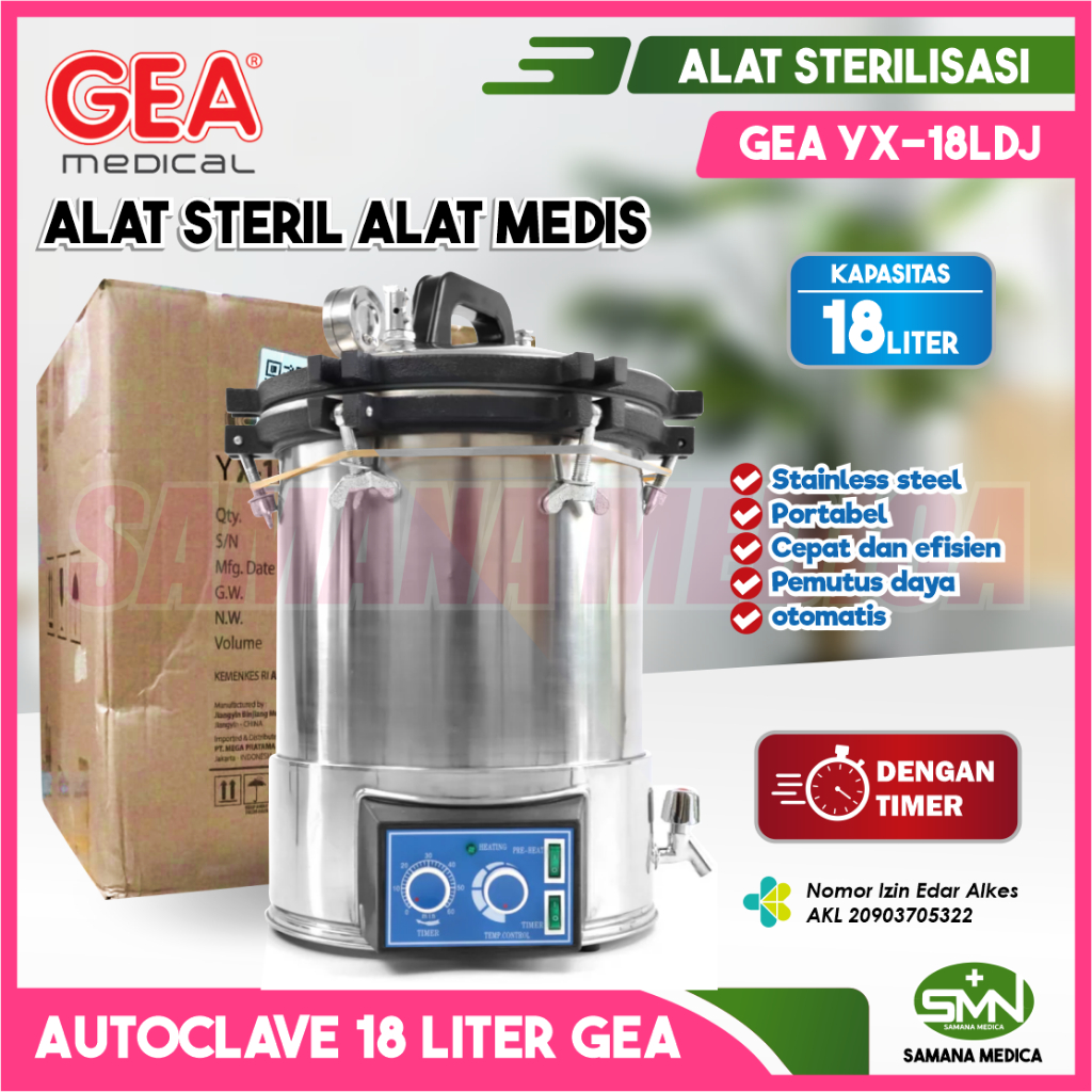 Jual Autoclave 18 Liter GEA YX-18LDJ Dengan Timer Alat Steril Alat ...
