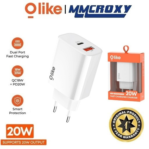 Jual Olike C400 Adapter Charger Dual Port USB-A USB-C PD 20W | Shopee ...