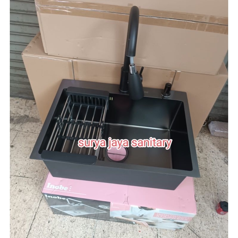 Jual Paket kitchen sink INOBE 6045 Hitam / Kitchen sink INOBE NEW 60 x ...