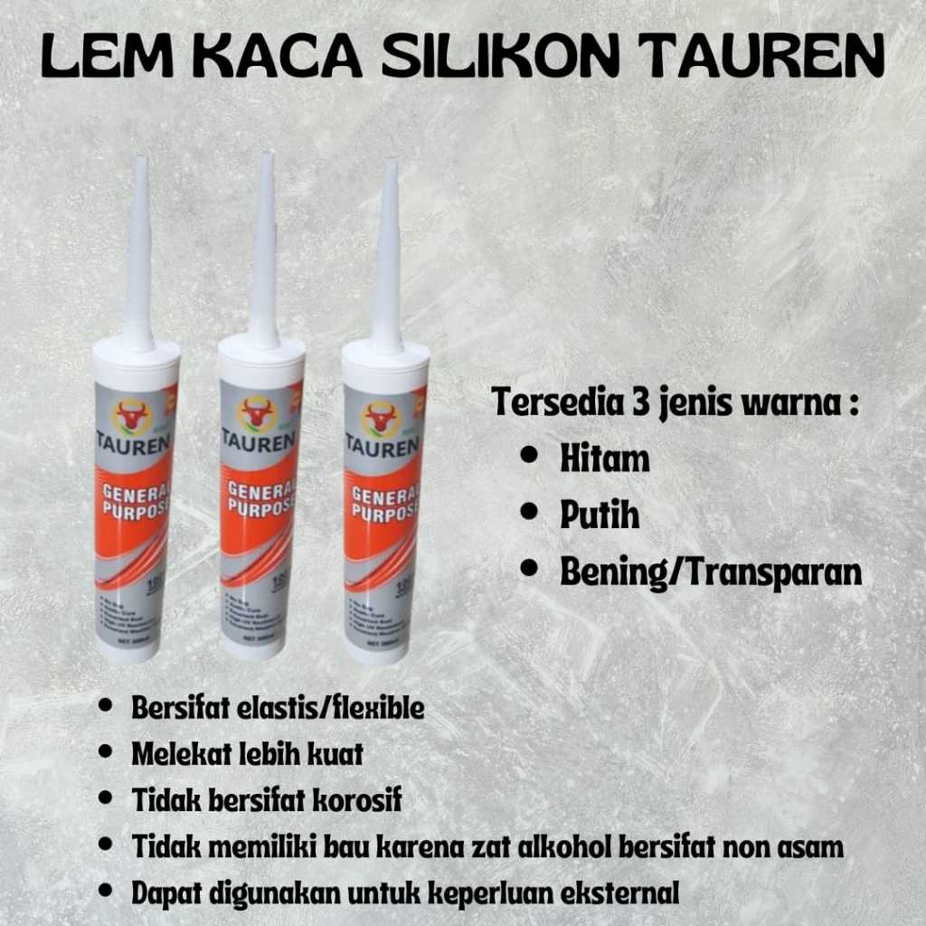 Jual LEM KACA SILIKON TAUREN / LEM SILIKON BOTOL / SEALANT SILICON ...