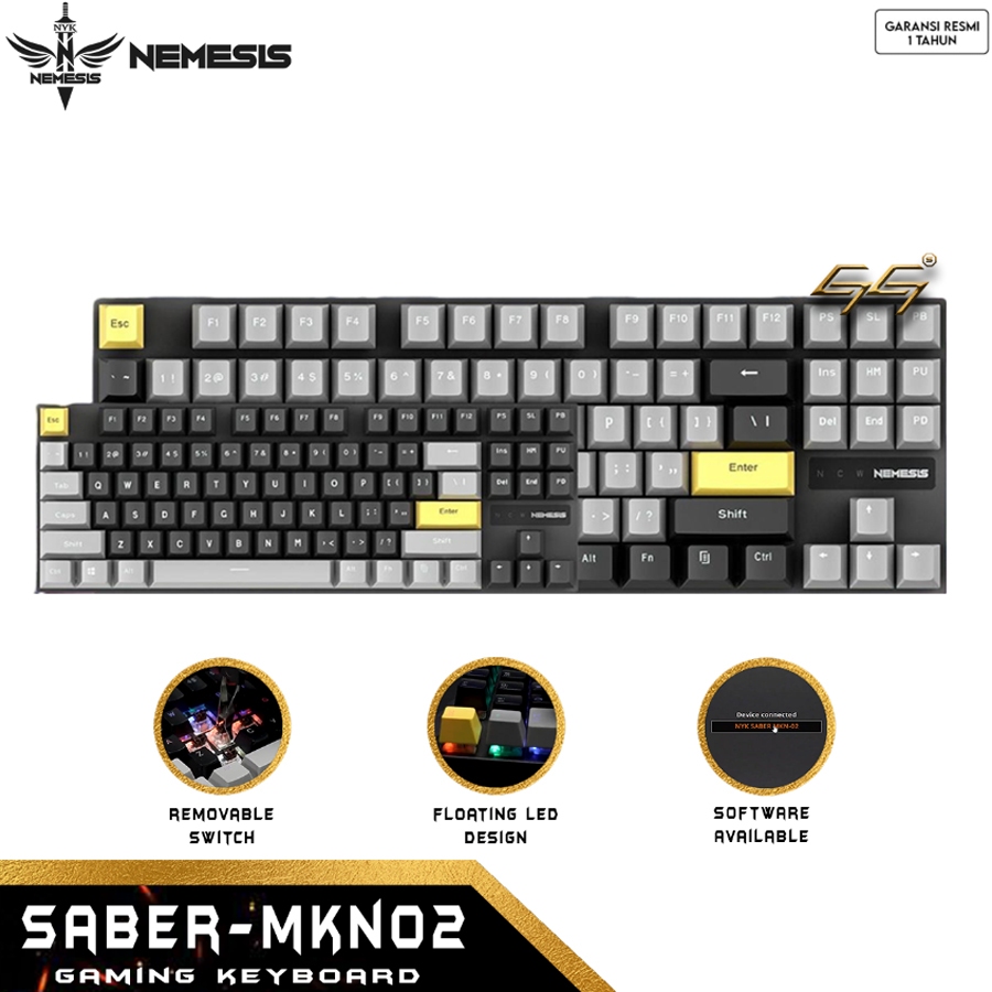 Jual NYK Nemesis SABER MKN02 MKN-02 Keyboard Gaming Mechanical Size TKL ...