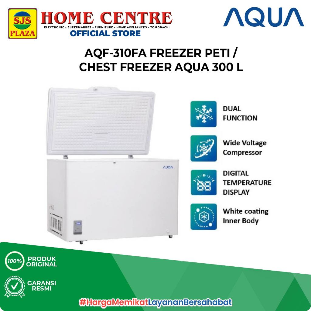 Jual AQUA AQF310FA CHEST FREEZER 300 LITER WITH WHITE PCM DIGITAL ...