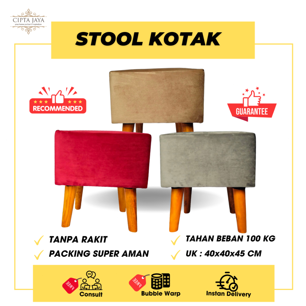 Jual Cipta Jaya - Sofa Stool Puff Kotak Kamar Sudut Satuan Kayu Anti ...
