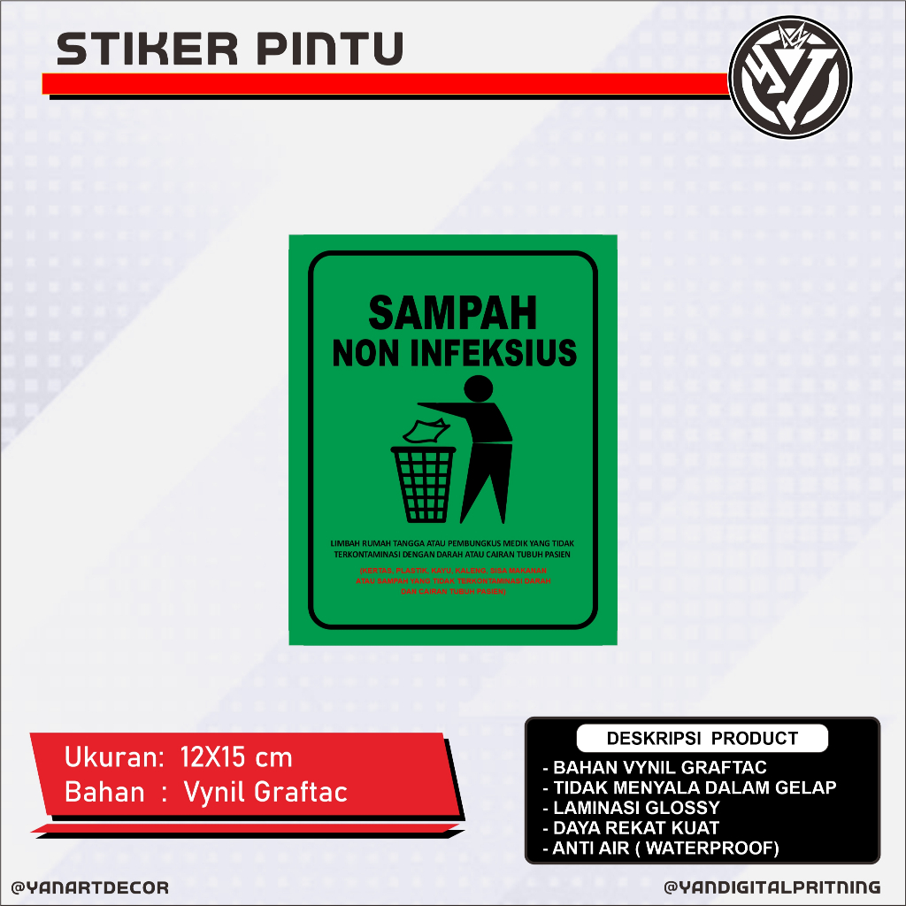 Jual Sticker Tempat Sampah Infeksius, Sampah Medis, Sampah Non ...
