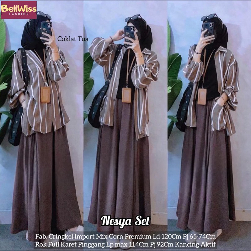 Jual Nesya setelan rok viral Vior one set rok kekinian rayon twill adem ...