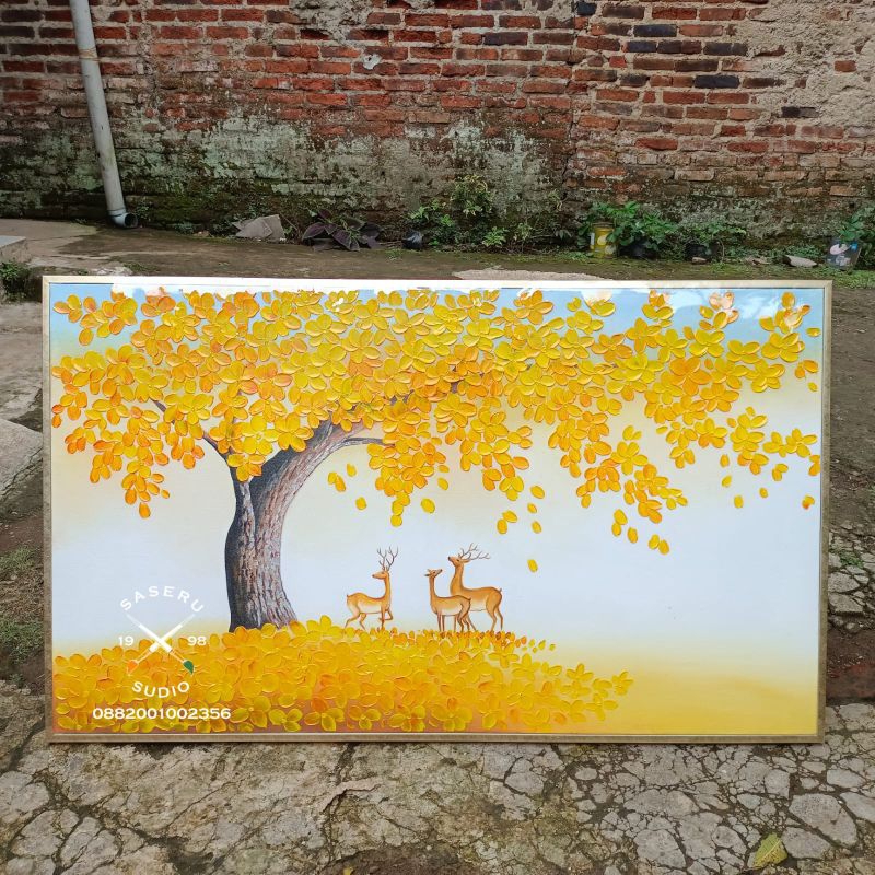 Jual Lukisan rusa di bawah pohon texture minimalis | Shopee Indonesia