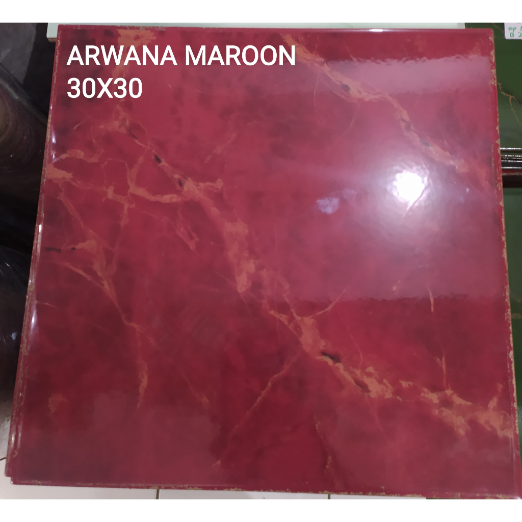 Jual KERAMIK ARWANA MERAH MAROON UK.30X30 GLOSSY LANTAI KERAMIK ...