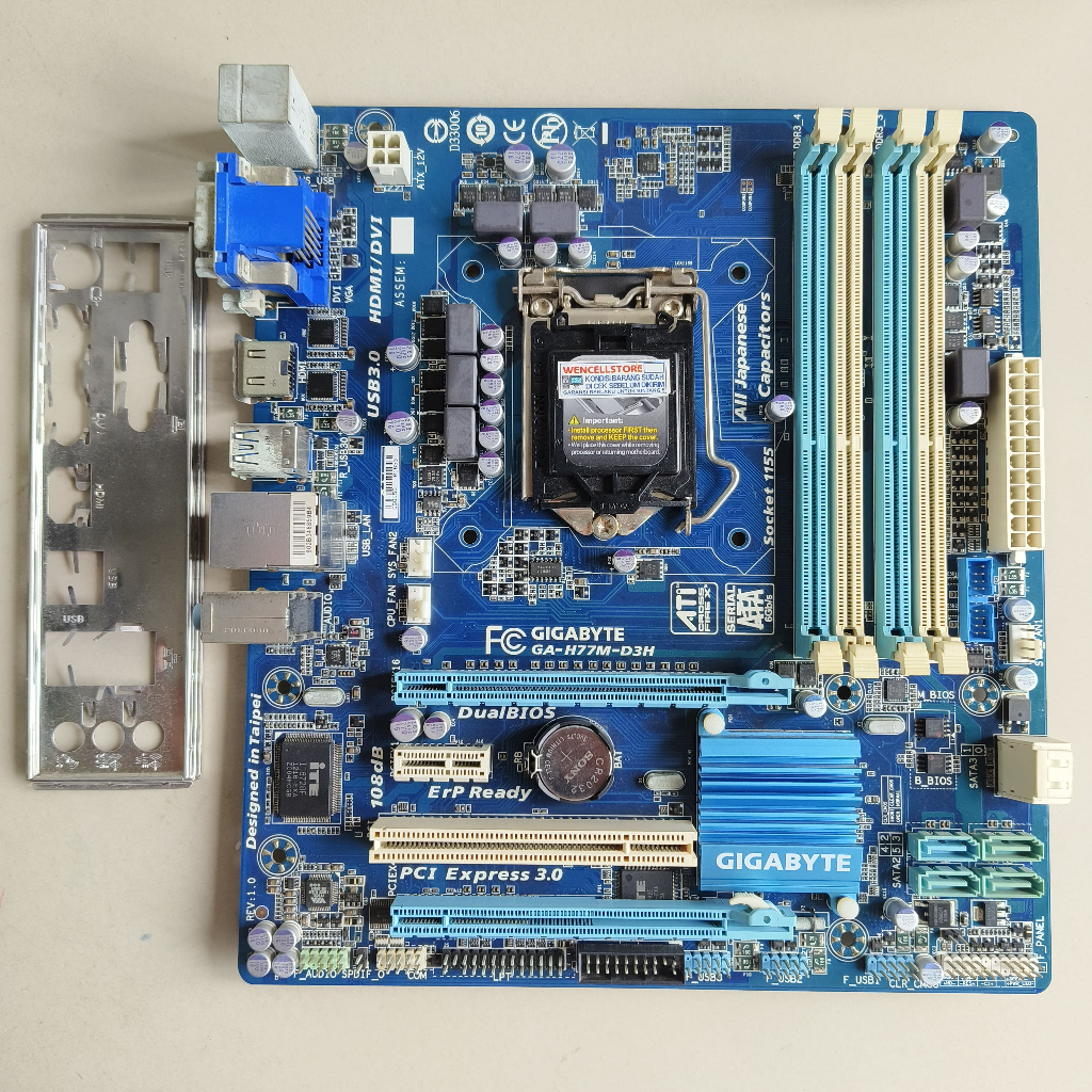 Jual MOTHERBOARD GIGABYTE GA-H77M-D3H LGA 1155 | Shopee Indonesia