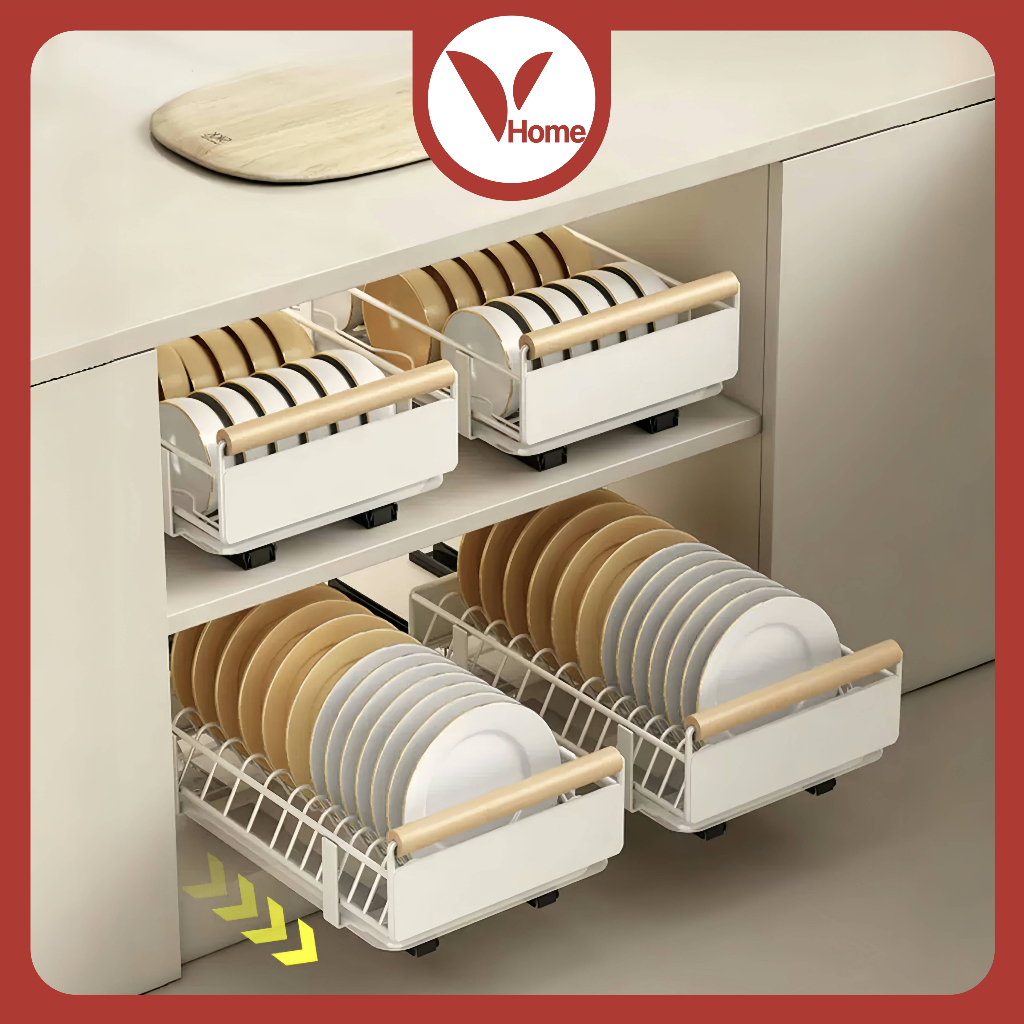Jual Vhome Rak penyimpanan rak piring tarik Rak penyimpanan rak piring ...