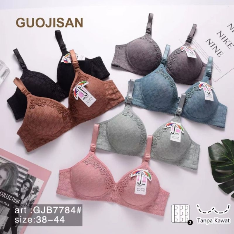Jual BH BRA IMPORT TANPA KAWAT KAIT 3 CUP B BAHAN EMBOSE RENDA HALUS ...