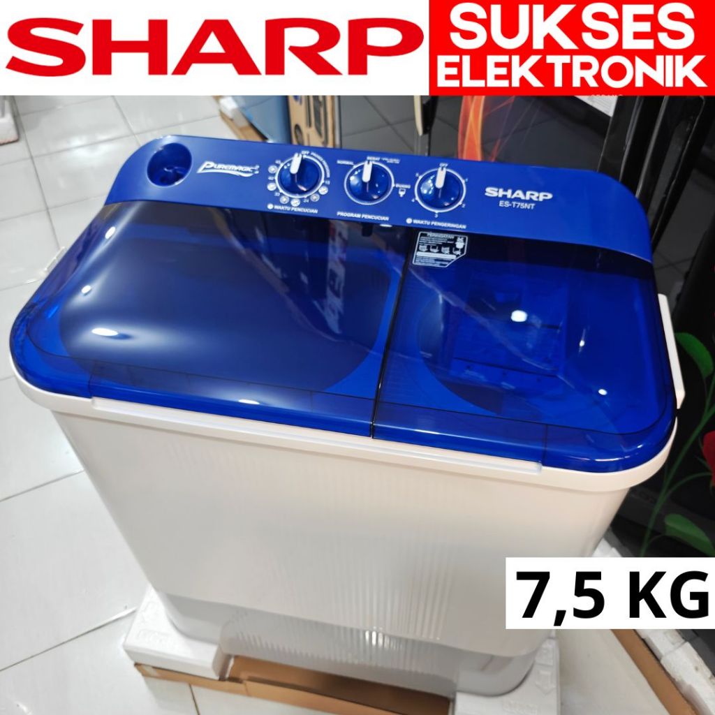 Jual MESIN CUCI SHARP 2 TABUNG 7,5KG ES-T75NT / WASH MACHINE ES T75NT 75NT 75 NT 7,5 KG 7 KG ...