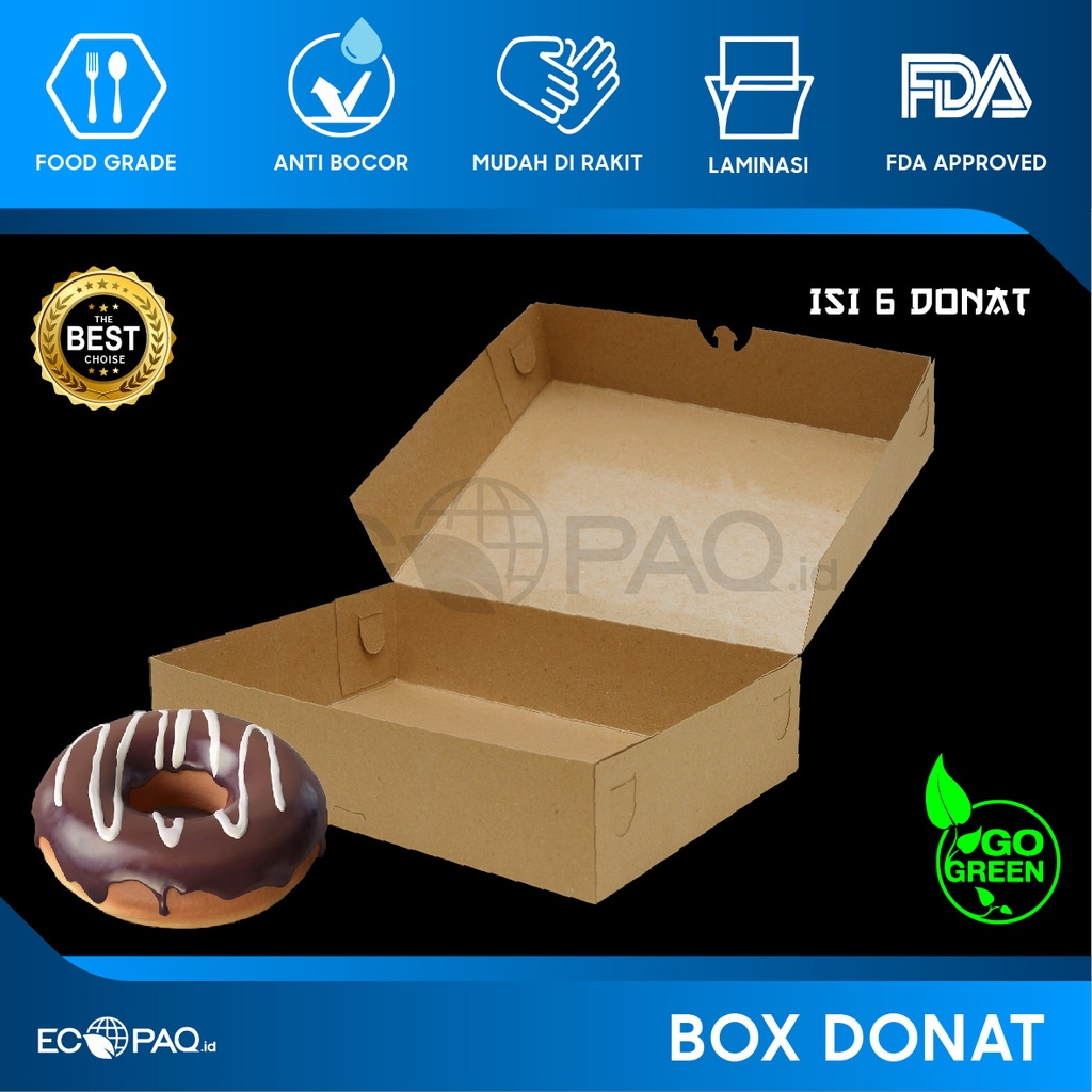 Jual Box Donat - Kotak Donat - Dus Donat Donut - COKLAT- Isi 6 (30 pcs ...