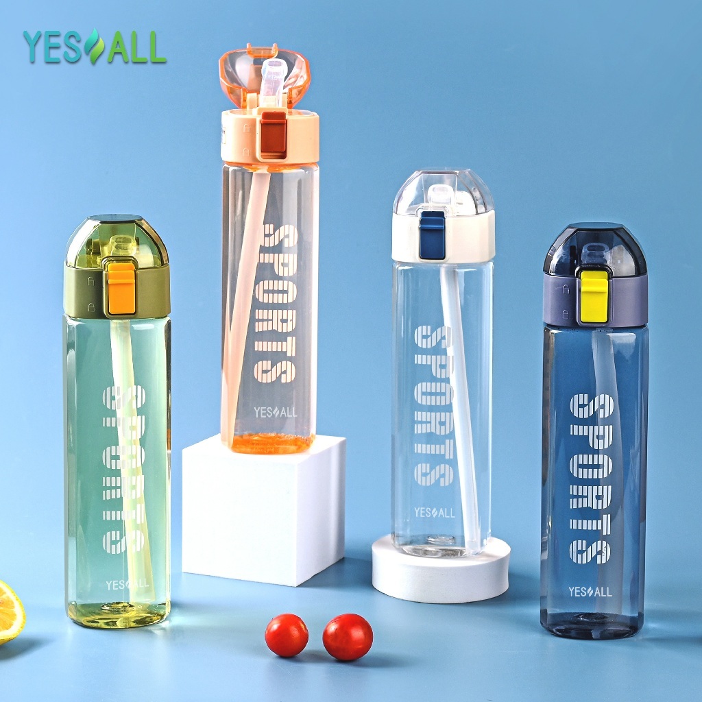 Jual Botol Minum Transparan YESALL 650ml - Tutup Flip Thumbler Warna ...