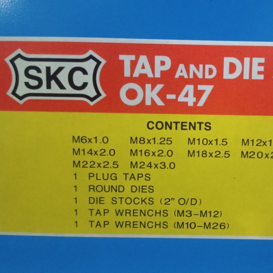 Jual SKC (japan) set tap & senai (tap & dies set) OK 47 M6-M24 (6-24mm) | Shopee Indonesia