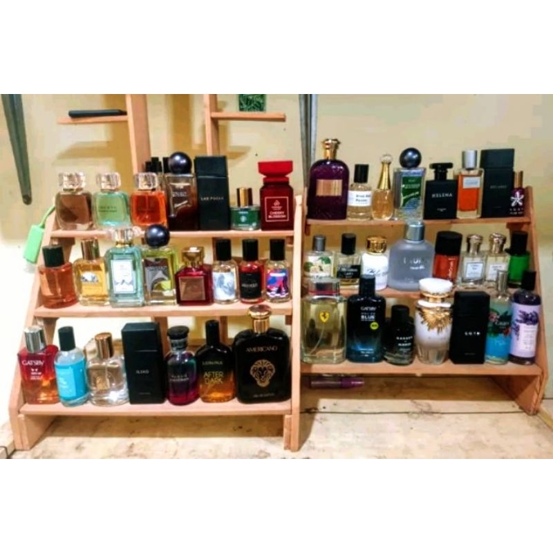 Jual rak parfum / rak parfum kayu / rak parfum minimalis / rak parfum ...