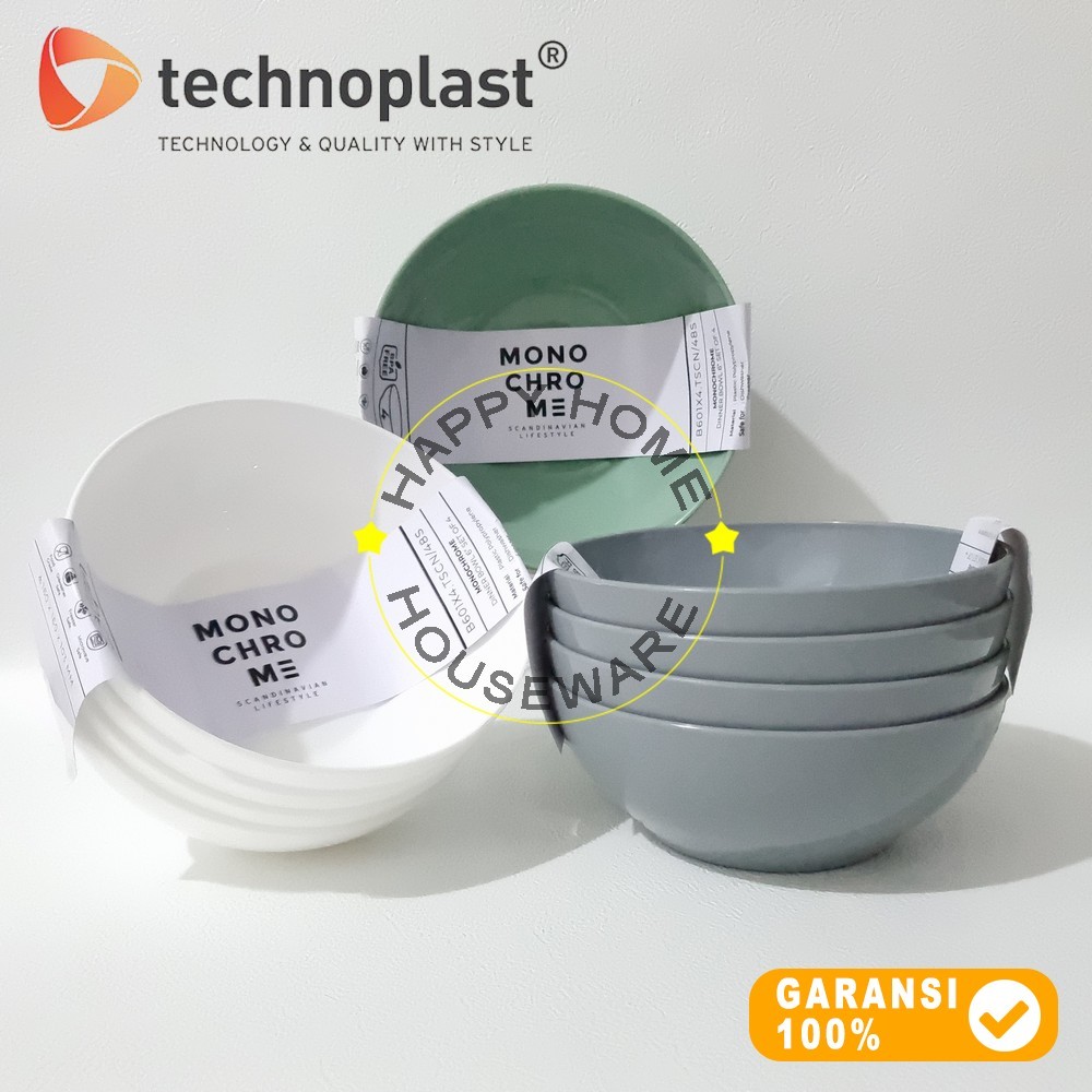 Jual TECHNOPLAST Monochrome Set Of 4pcs Bowl 6in Mangkok Makan Dalam 16cm | Shopee Indonesia