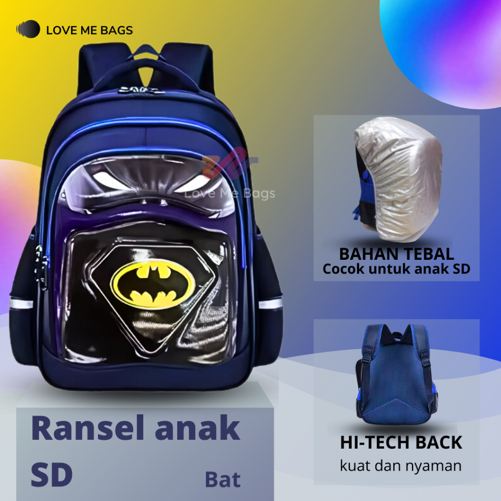 Jual LMB Tas Anak Sekolah Laki Laki SD Import Bahan Nilon Premium Karakter Superhero Timbul 6D ...
