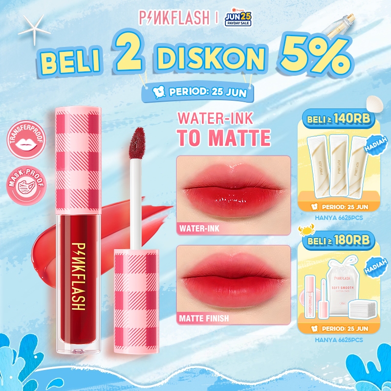 Jual PINKFLASH Water Ink Airy Matte Lip Tint Transfer-proof Tahan lama ...