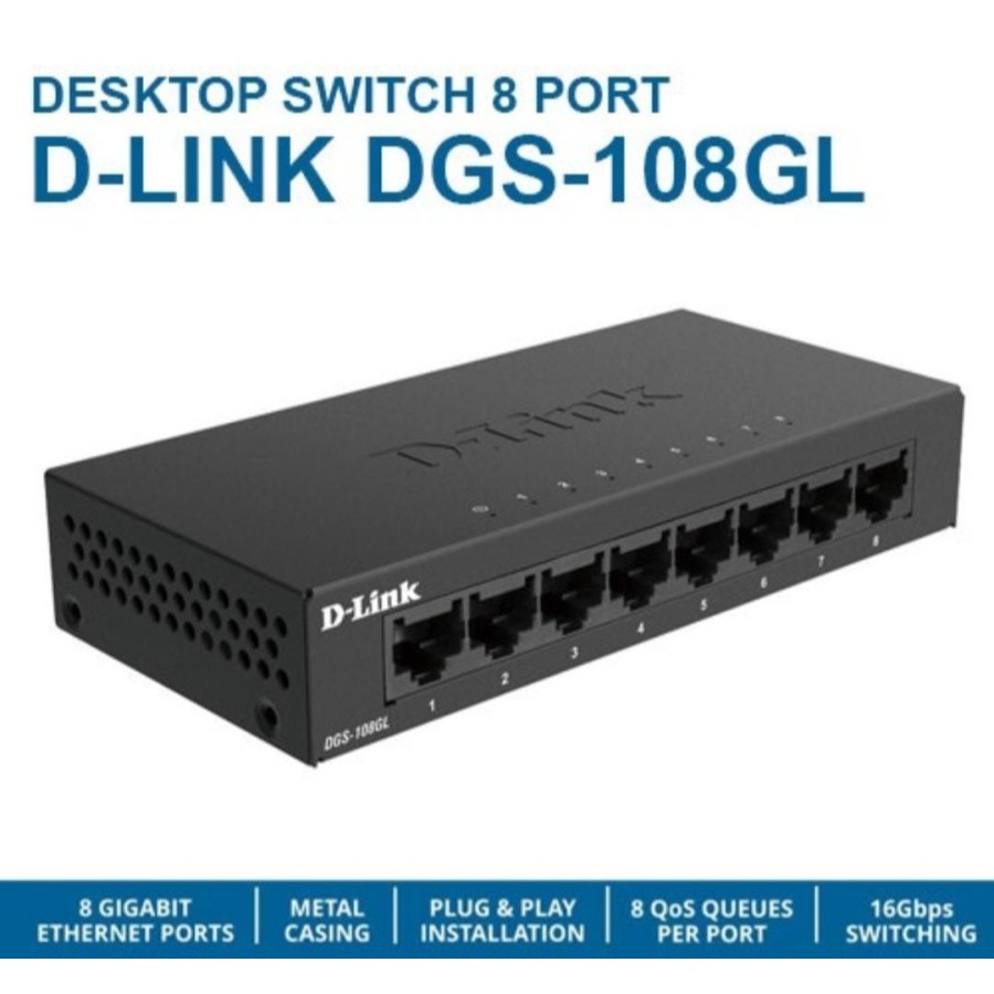 Jual D-LINK DGS-108 8-Port Gigabit Desktop Switch In Metal Casing ...