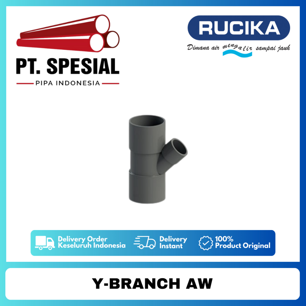 Jual Tee Y AW 8 x 4 Inch PVC Rucika / Vlok Tee Y PVC / Y-Branch PVC / Y ...