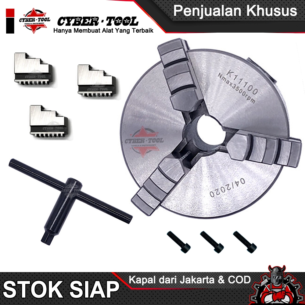 Jual Catok Bubut Kaki 3 4" Chuck Kepala Mesin Bubut 4 Inch - Claw Jaw 3 ...