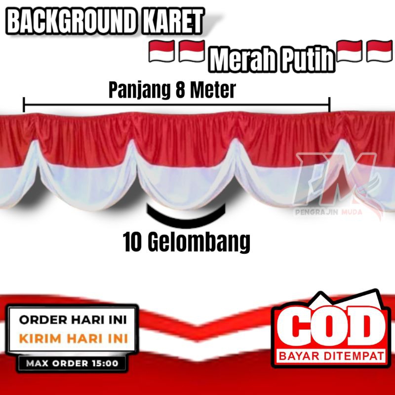 Jual BENDERA BACKGROUN KARET MERAH PUTIH 10 GELOMBANG | Shopee Indonesia
