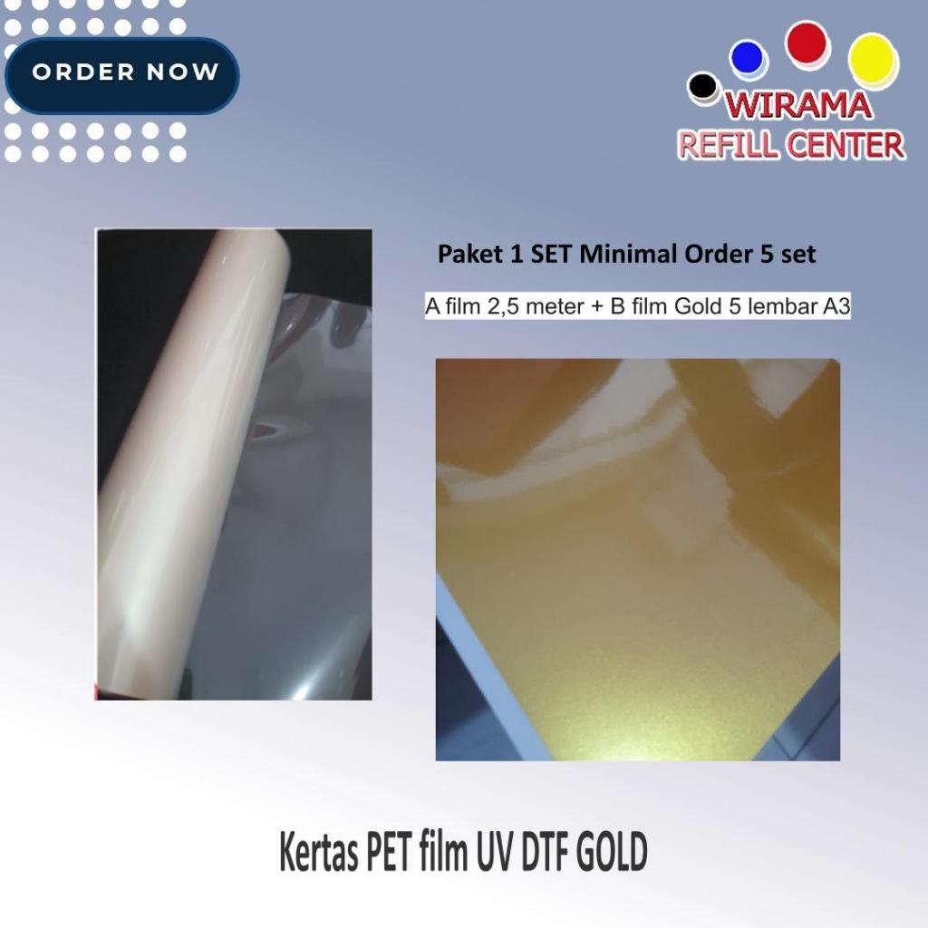 Jual Kertas PET film UV DTF GOLD 5 set | Shopee Indonesia
