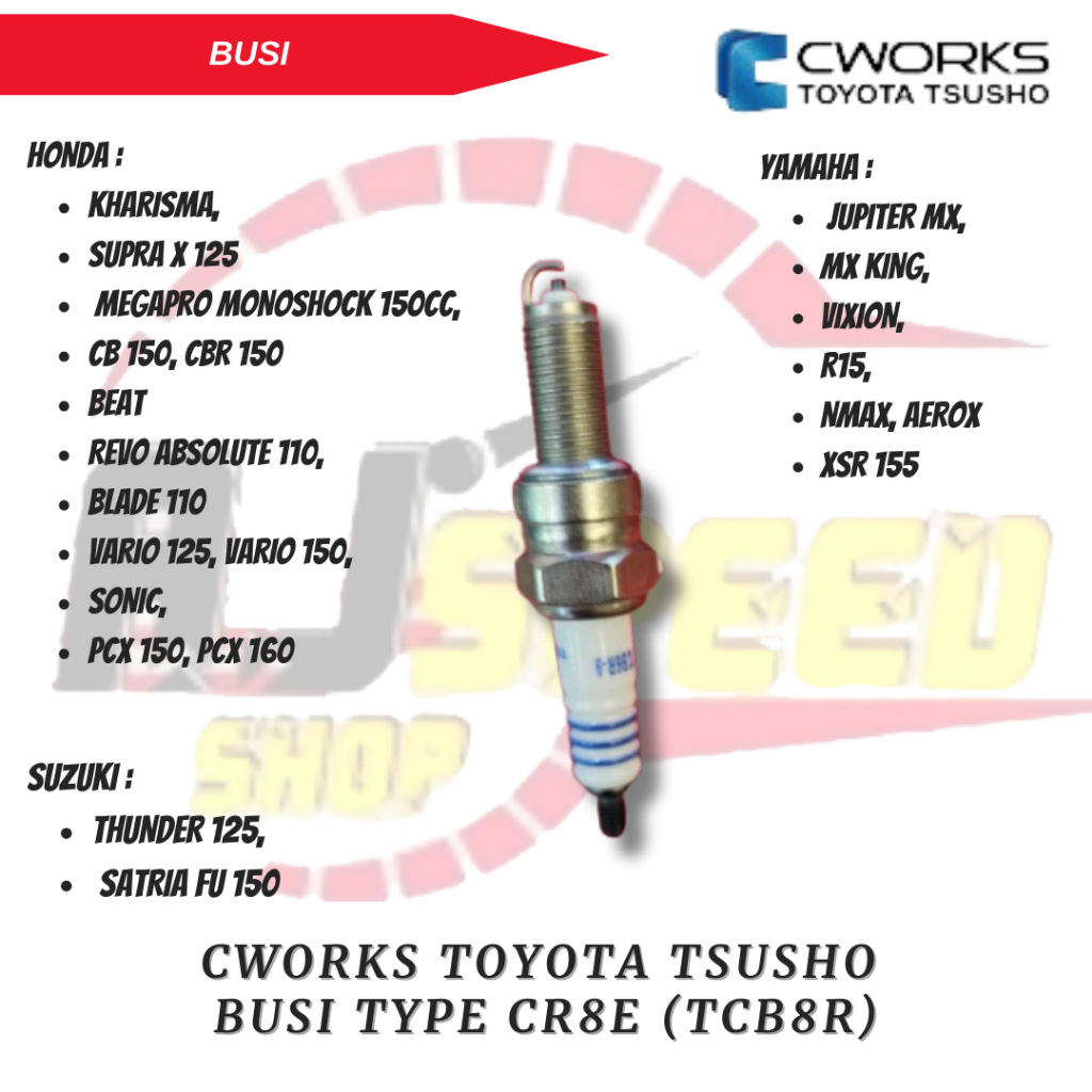 Jual Cworks Toyota Tsusho Spark Plug Busi Tipe CR8E (TCB8R) Kharima ...
