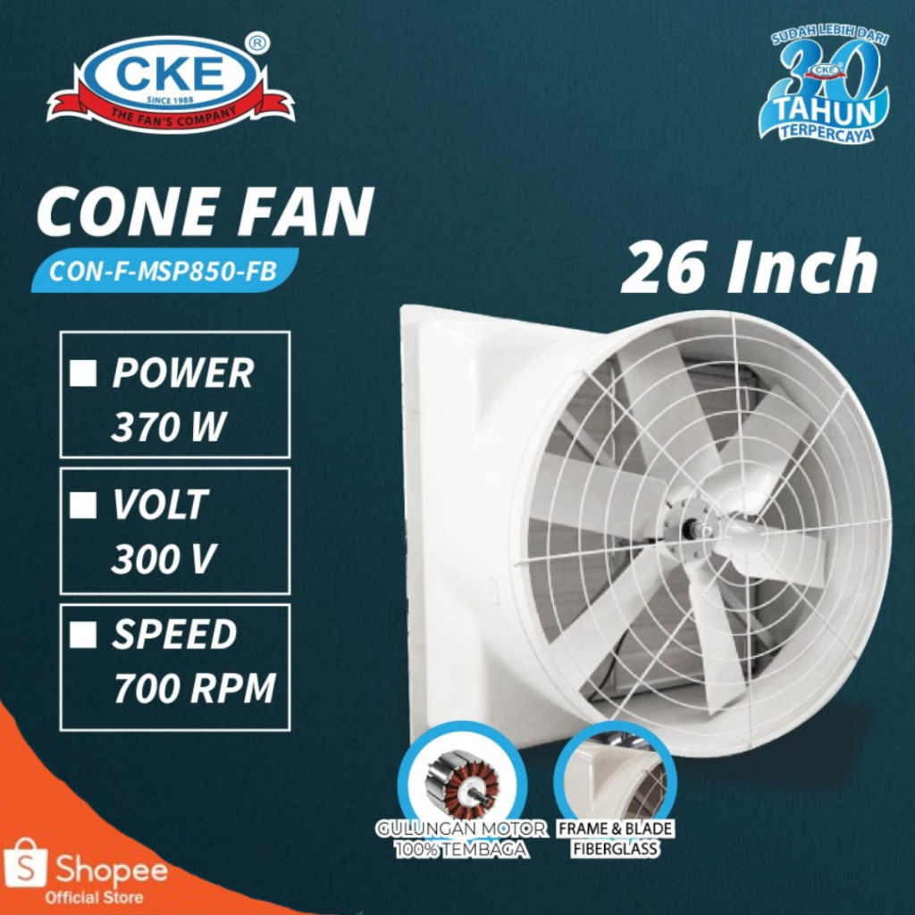 Jual CKE Exhaust Blower Cone Fan CON-F-MSP850-FB 26 Inch Short Cone ...