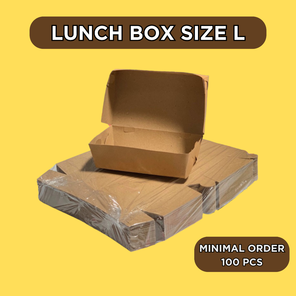 Jual Paper Lunch Box Kraft L Kemasan Makanan Ayam Geprek Mie Nasi ...