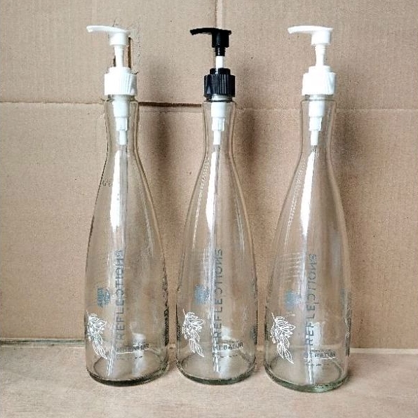 Jual AQUA 750 PUMP, BOTOL KACA 750ML TUTUP PUMP, BOTOL PUMP SIRUP 750ML ...
