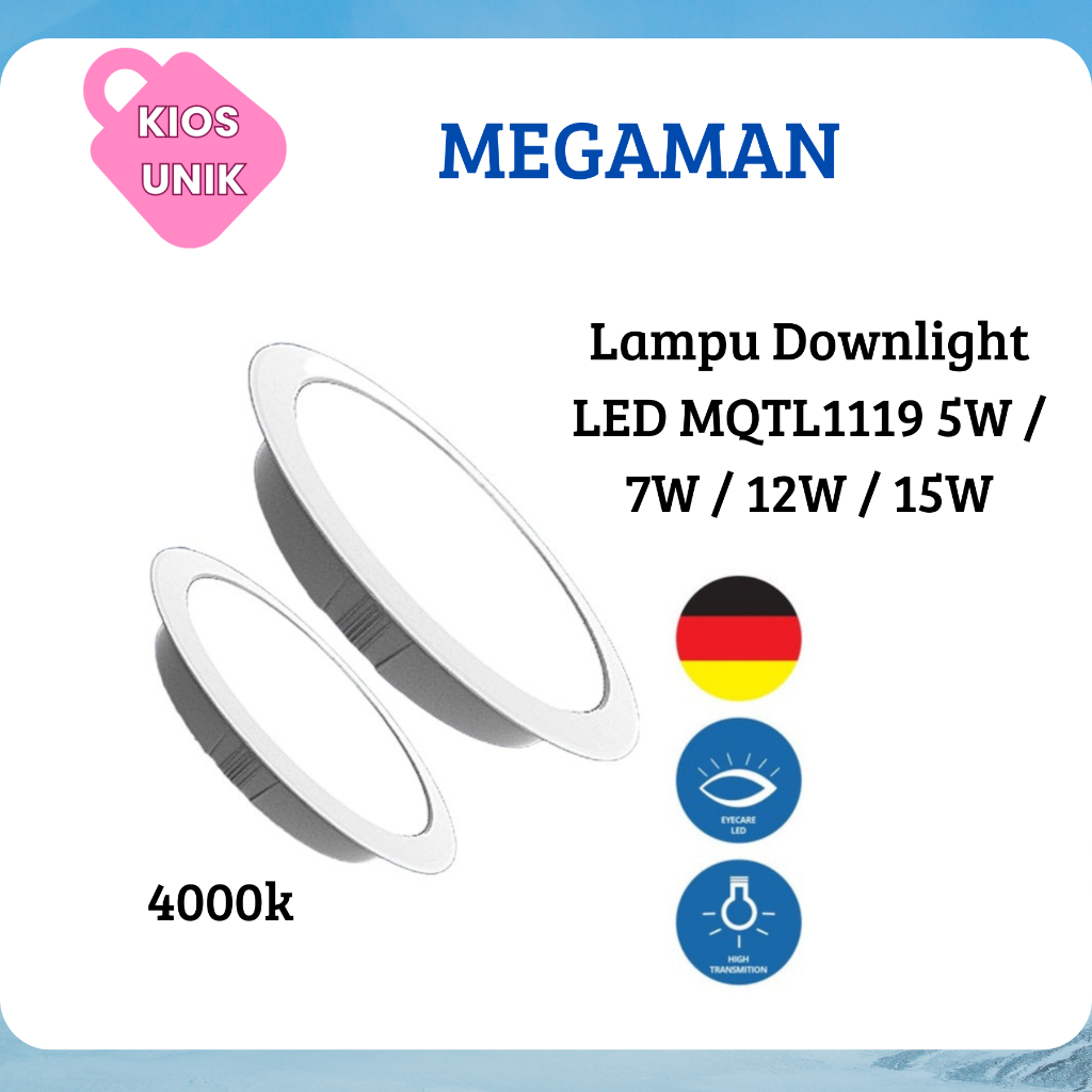Jual Megaman Lampu Downlight LED MQTL1119 Y 4000K / 5W / 7W / 12W / 15W | Shopee Indonesia