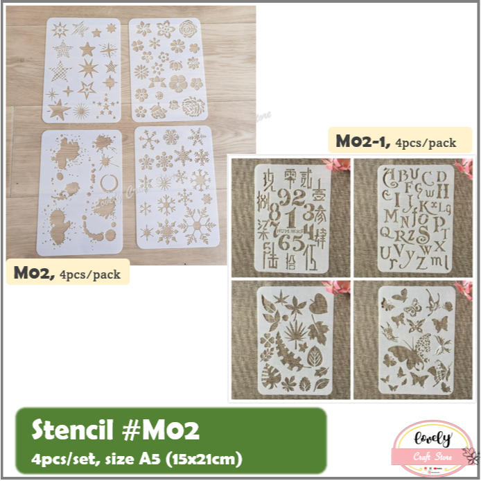 Jual LovelyCraftStore | M02 ~ 4pcs/set cetakan plastik stensil stencil ...