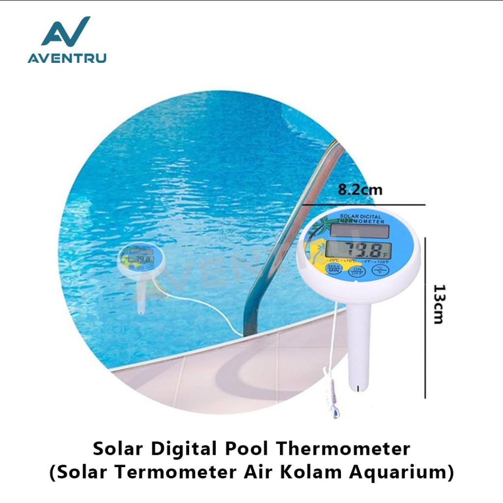 Jual Floating Digital Solar Thermometer Termometer Celup Digital Kolam ...