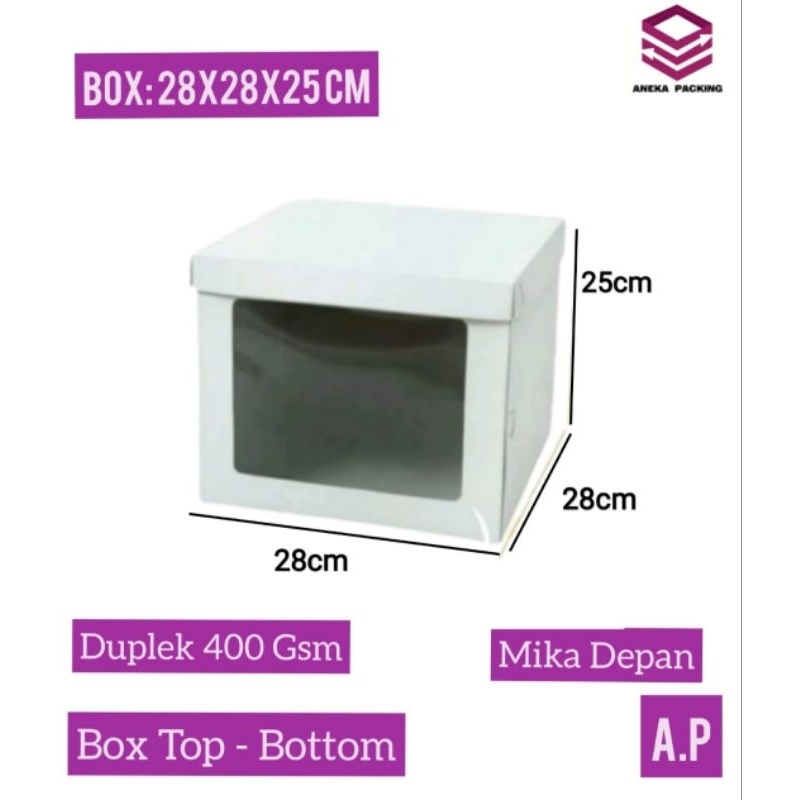 Jual Box 22x22x20 cm (Duplex putih Mika Depan)/Top - Bottom/dus tart ...
