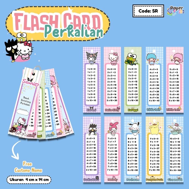 Jual Flash Card Perkalian, Pembagian, Penambahan, Pengurangan motif ...