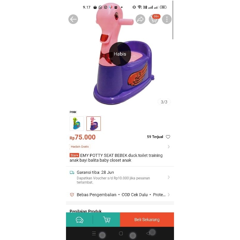 Jual Emy potty seat closet duduk anak duck bebek potty training pispot ...