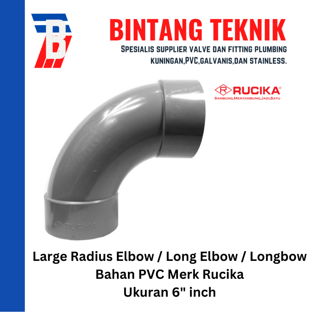 Jual Large Radius Elbow (Long Elbow) 6" inch PVC Rucika D (Tipis) | Shopee Indonesia