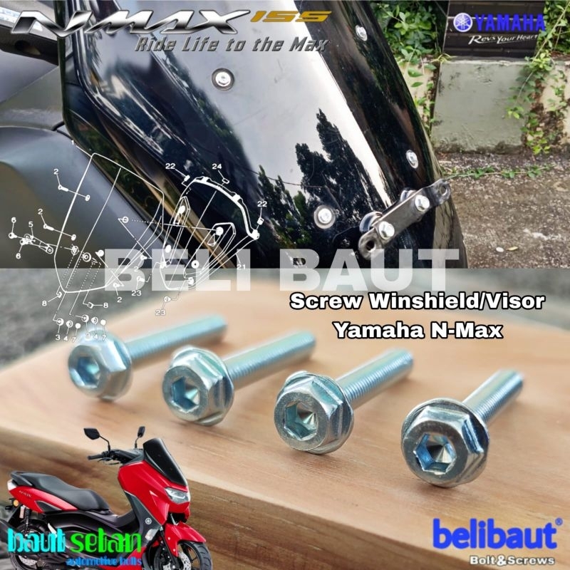 Jual Baut Windshield/Visor Yamaha Nmax Old/New Mode dua kunci | Shopee ...
